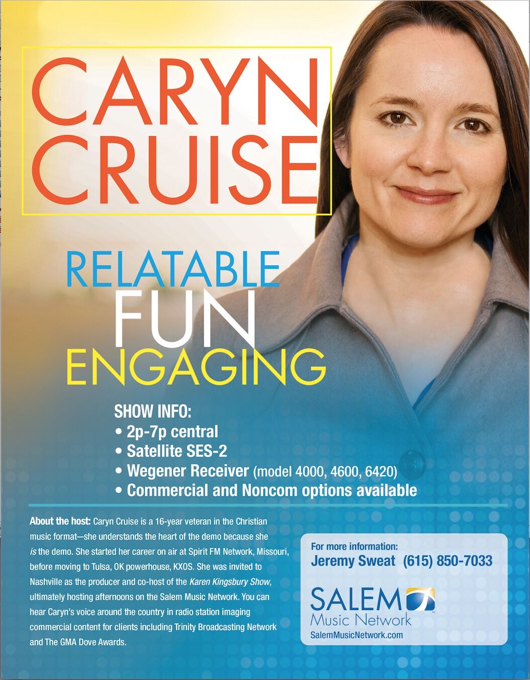 Caryn Cruise Media Sheet | Salem Music Network - Nashville, TN